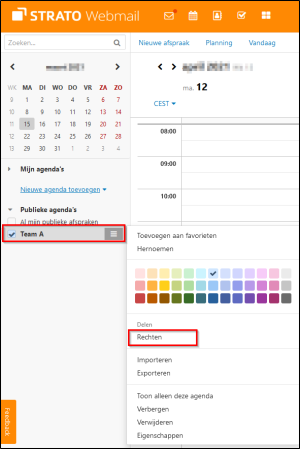 STRATO Webmail: Vrijgaven en rechten | STRATO